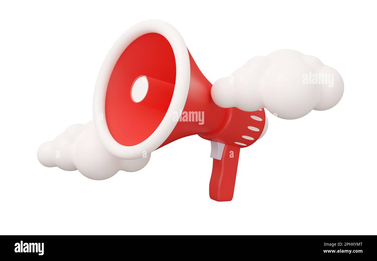 megaphone cloud 3d render. Minimal 3d render illustration isolated on ...