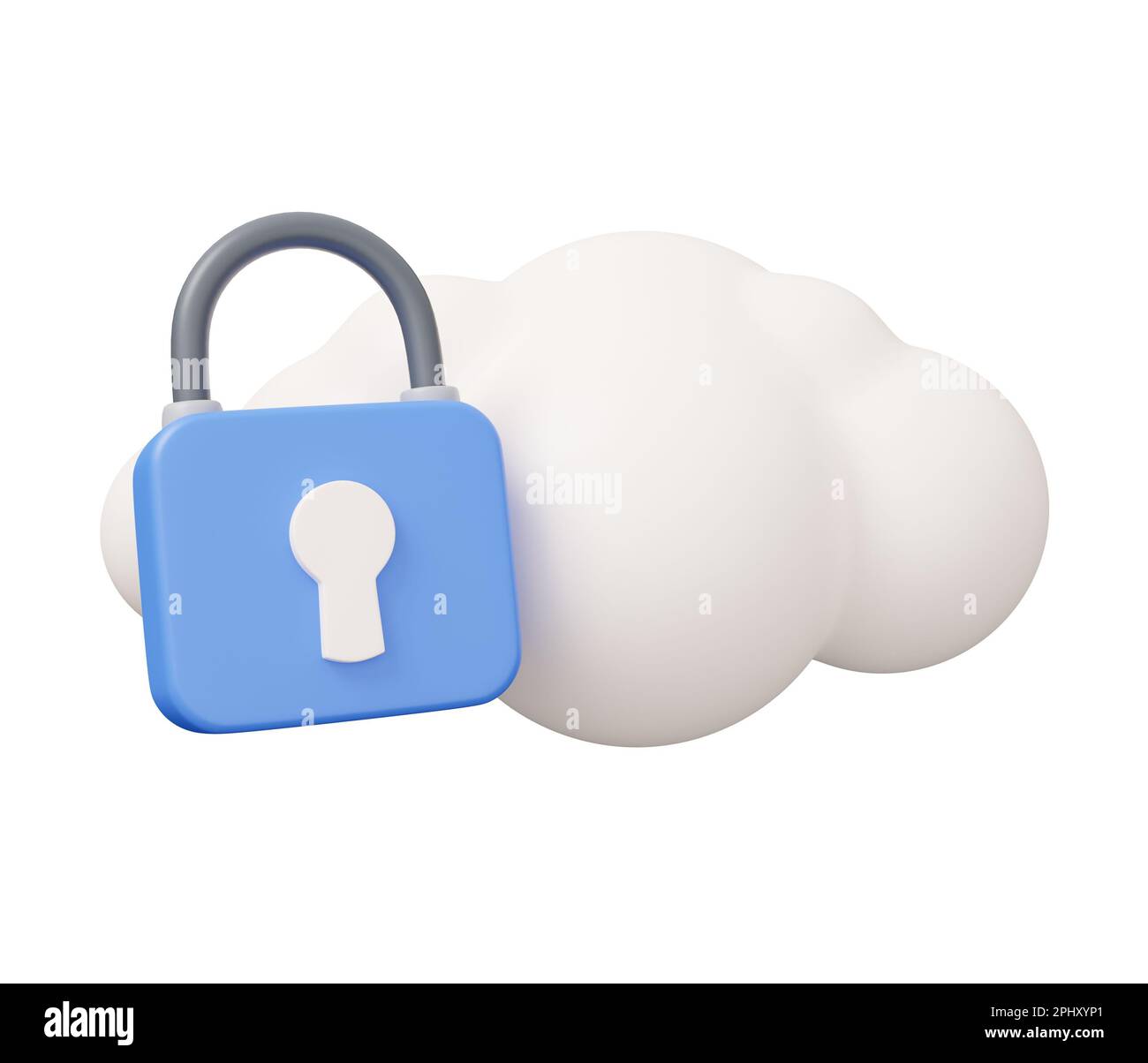 padlock cloud 3d illustration. Minimal 3d render illustration isolated ...