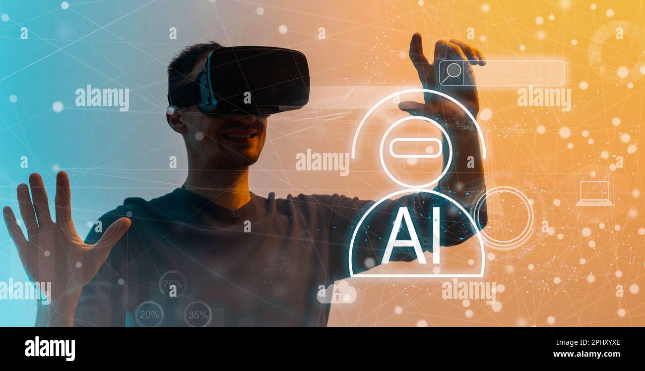 Artificial Intelligence. man using technology smart robot AI, Chatbot Chat with AI, enter ...