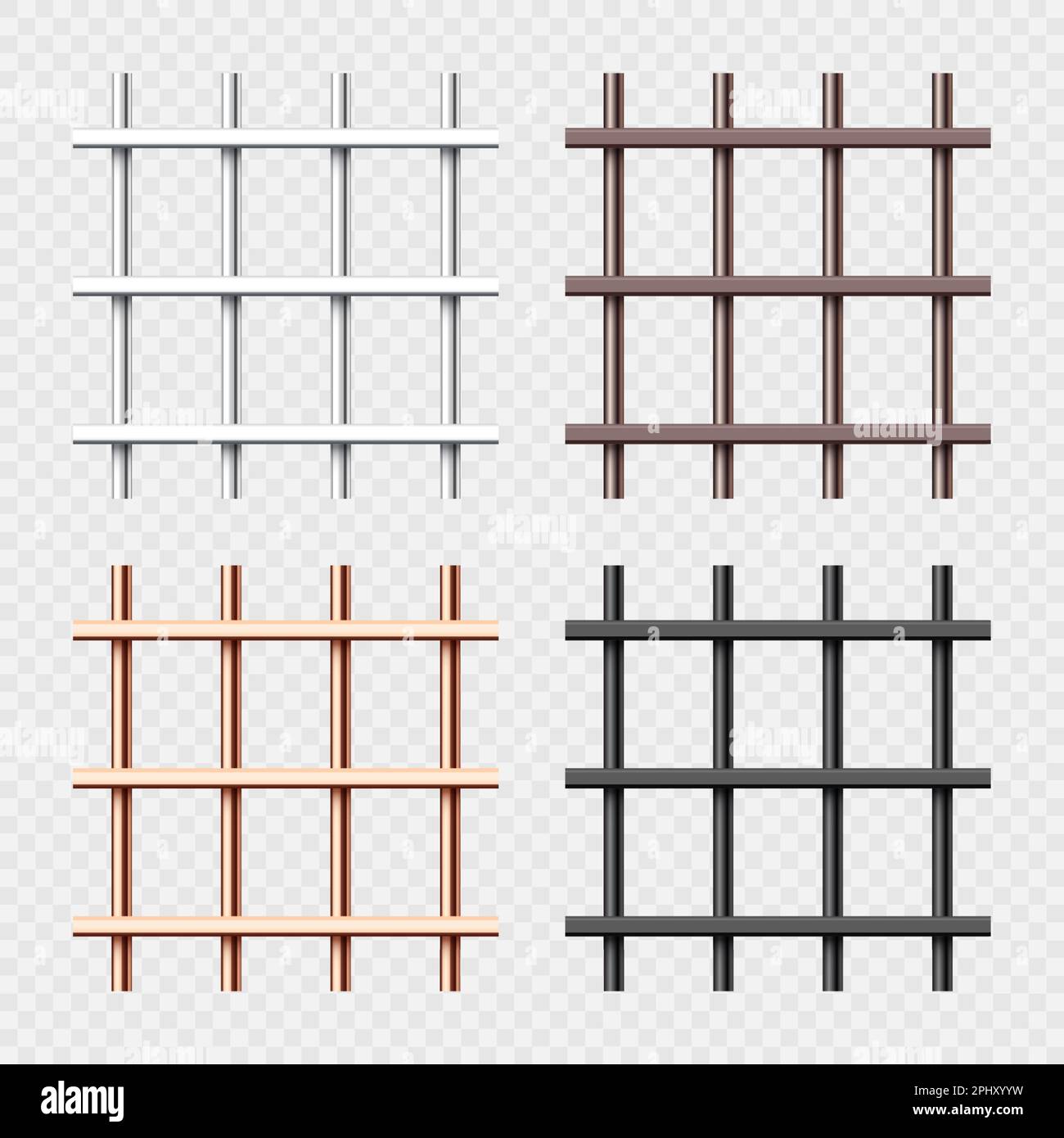 Various shiny metal prison bars collection. Realistic detailed jail ...