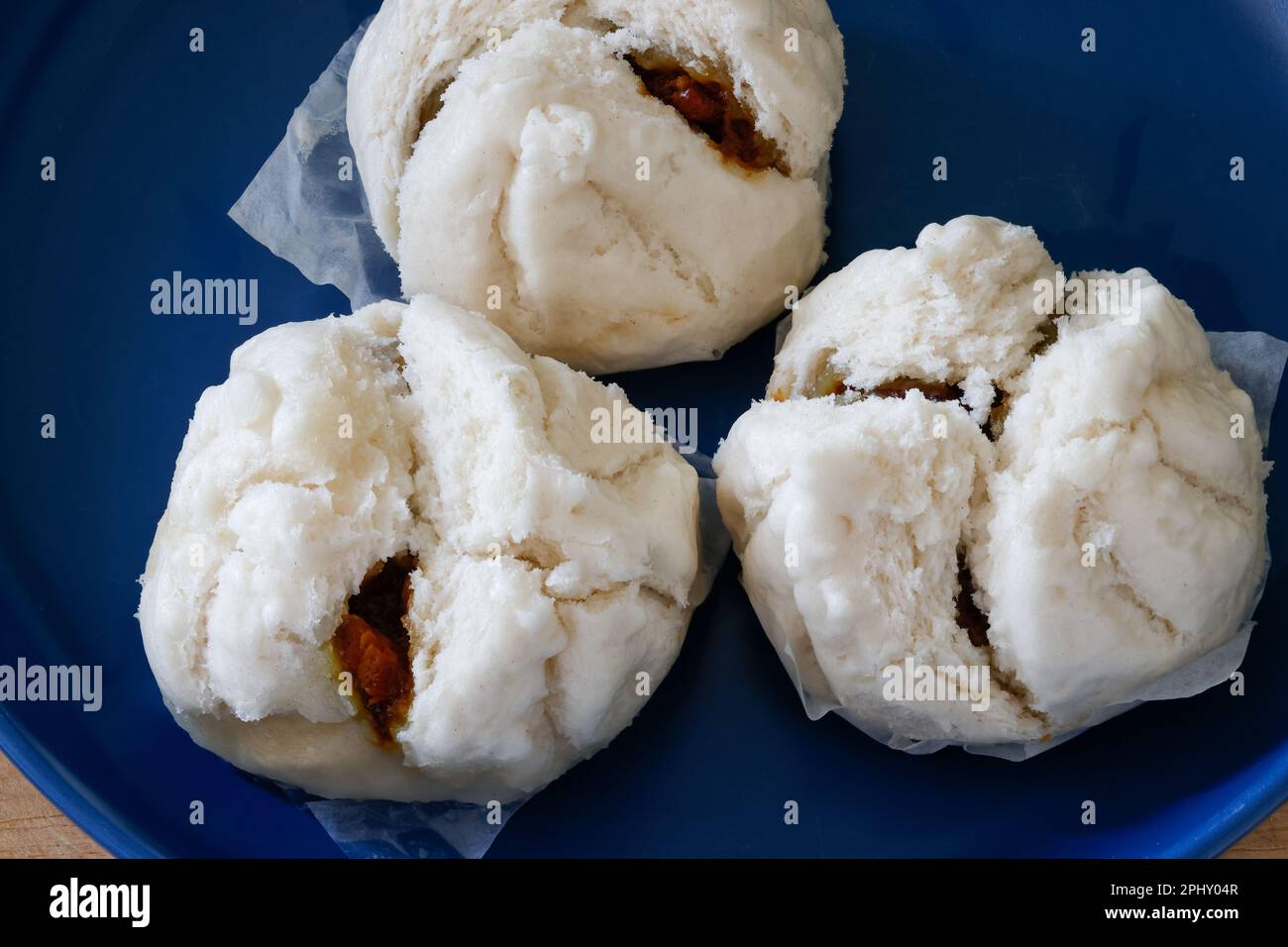 Char siu bao or Chinese steamed bbq pork buns Stock Photo - Alamy