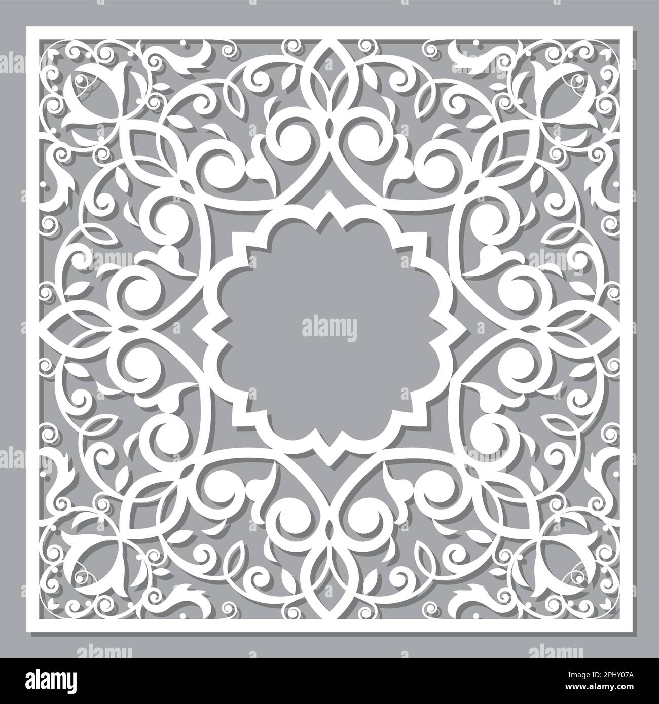 Traditional Moroccan vector wall panel design - mandala in floral frame ...