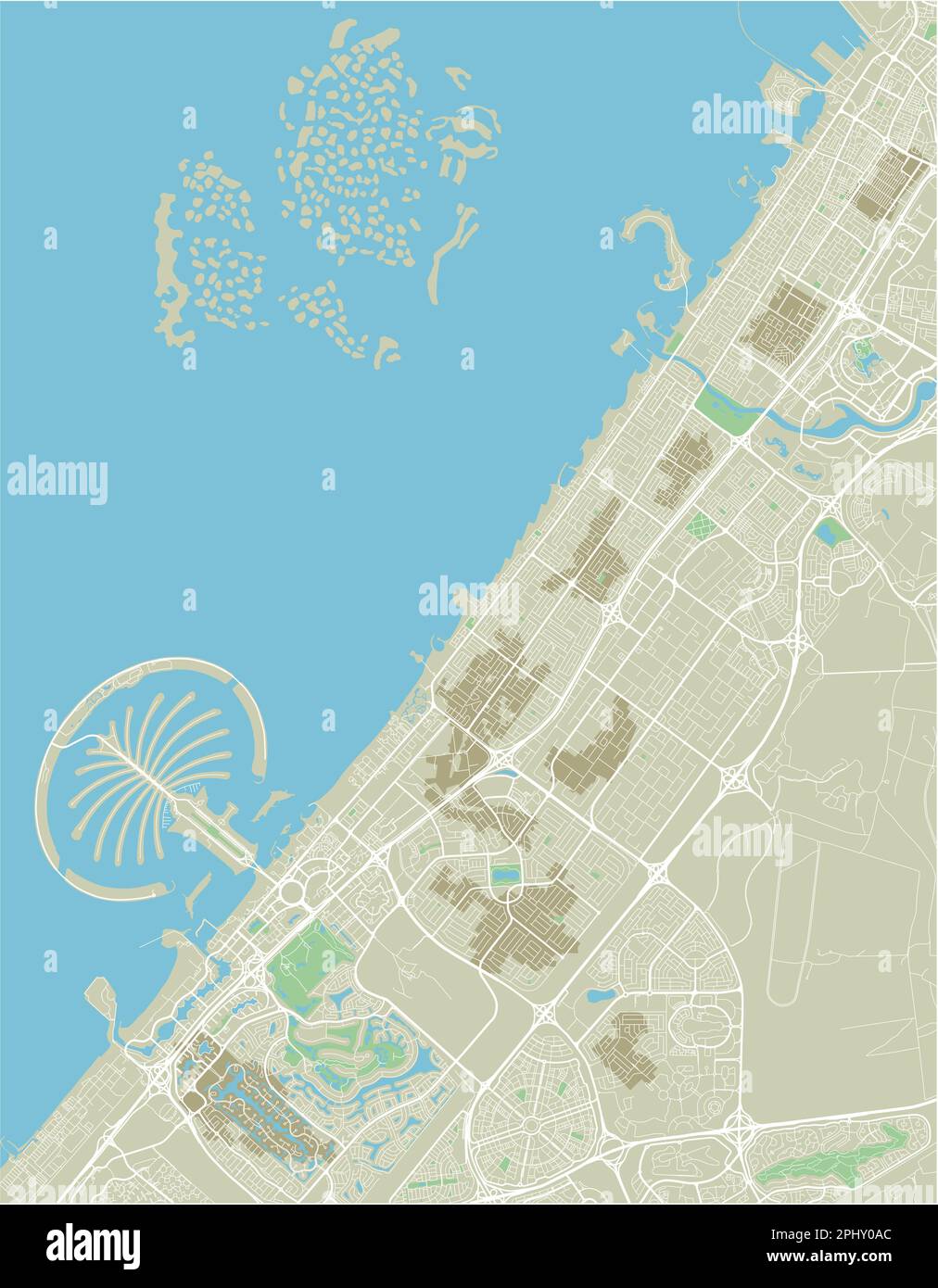 Vector city map of Dubai with well organized separated layers Stock ...