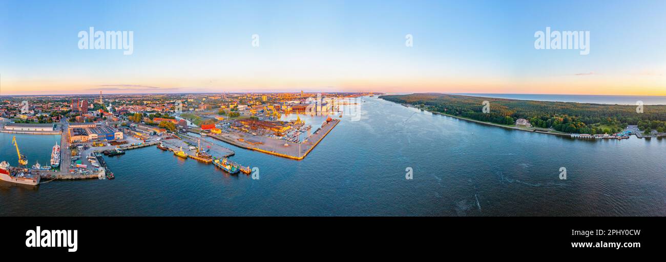 Sunset view of port of Klaipeda in Lithuania Stock Photo - Alamy