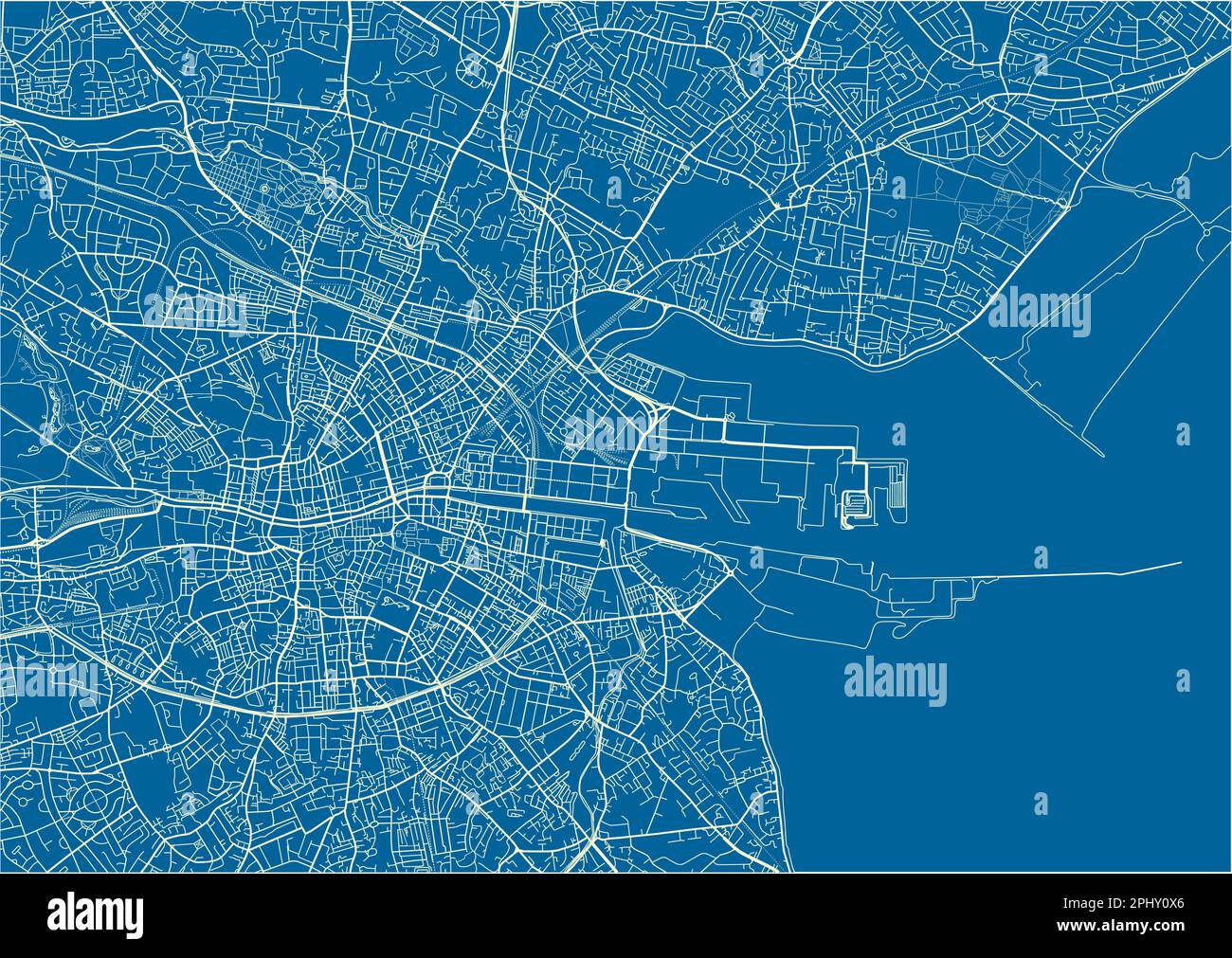 Blue and White vector city map of Dublin with well organized separated layers Stock Vector Image ...