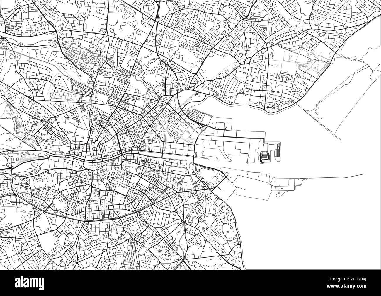 Black and white vector city map of Dublin with well organized separated layers Stock Vector ...