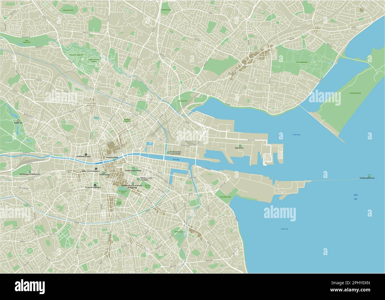 Vector city map of Dublin with well organized separated layers Stock ...