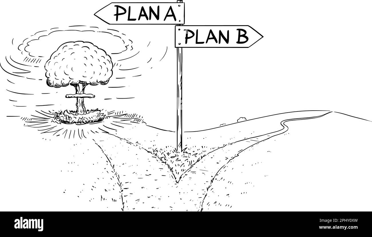 Crossroad road sign plan A failed, follow plan B, vector cartoon ...