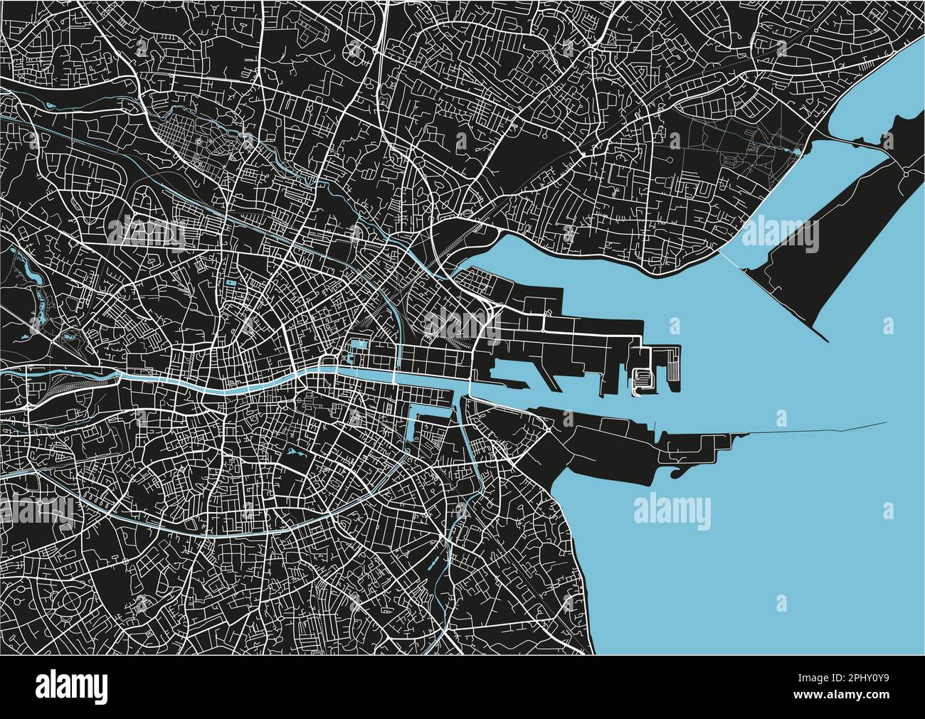 Black and white vector city map of Dublin with well organized separated layers Stock Vector ...