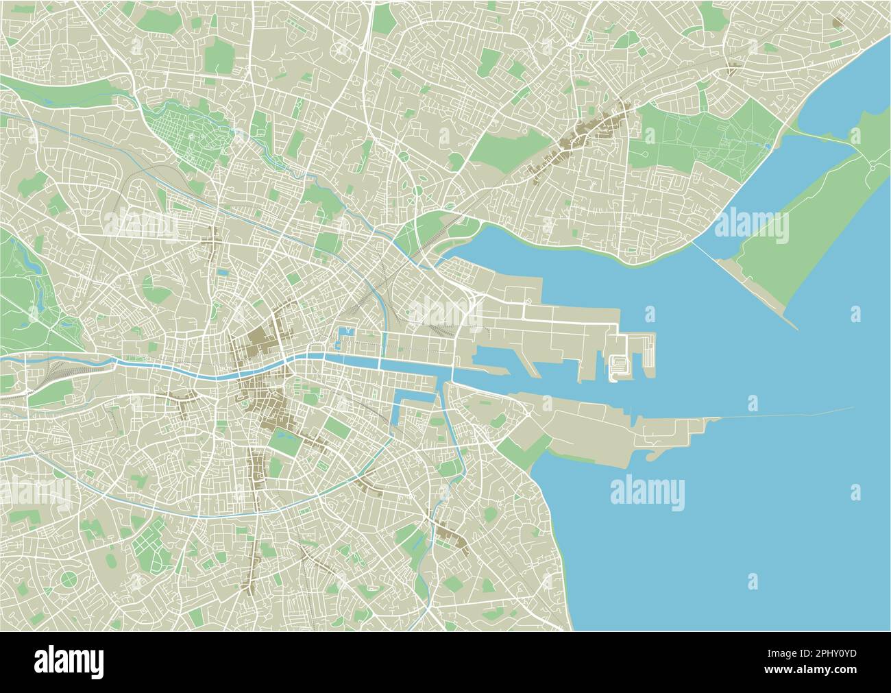 Vector city map of Dublin with well organized separated layers Stock ...