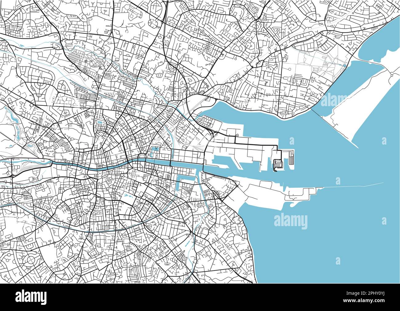Black and white vector city map of Dublin with well organized separated layers Stock Vector ...