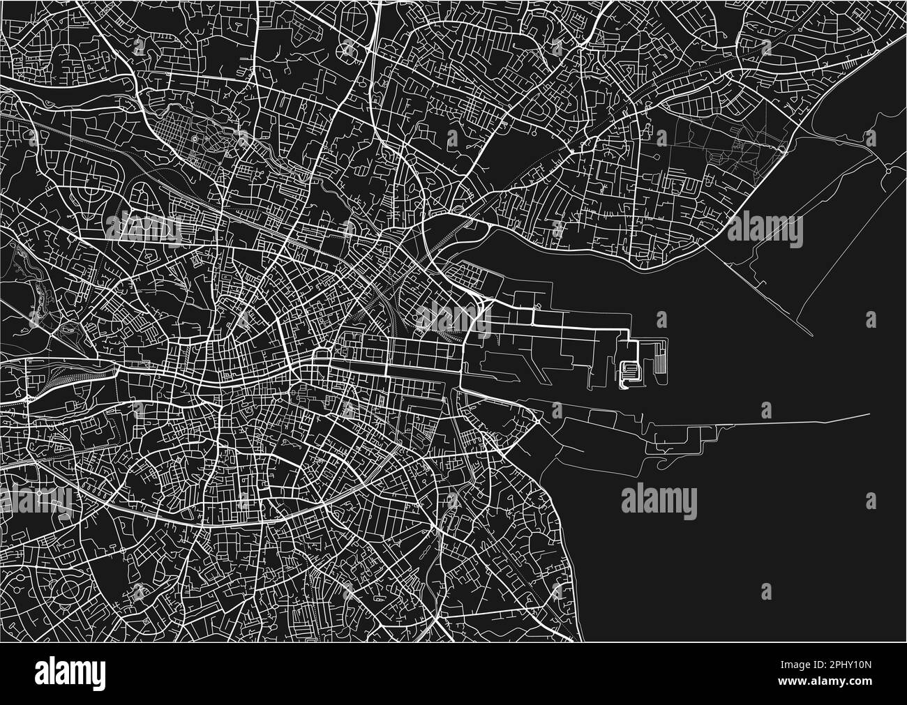 Black and white vector city map of Dublin with well organized separated layers Stock Vector ...