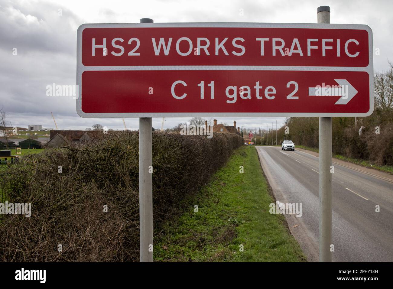Harefield, UK. 21st March, 2023. A sign is pictured indicating the ...