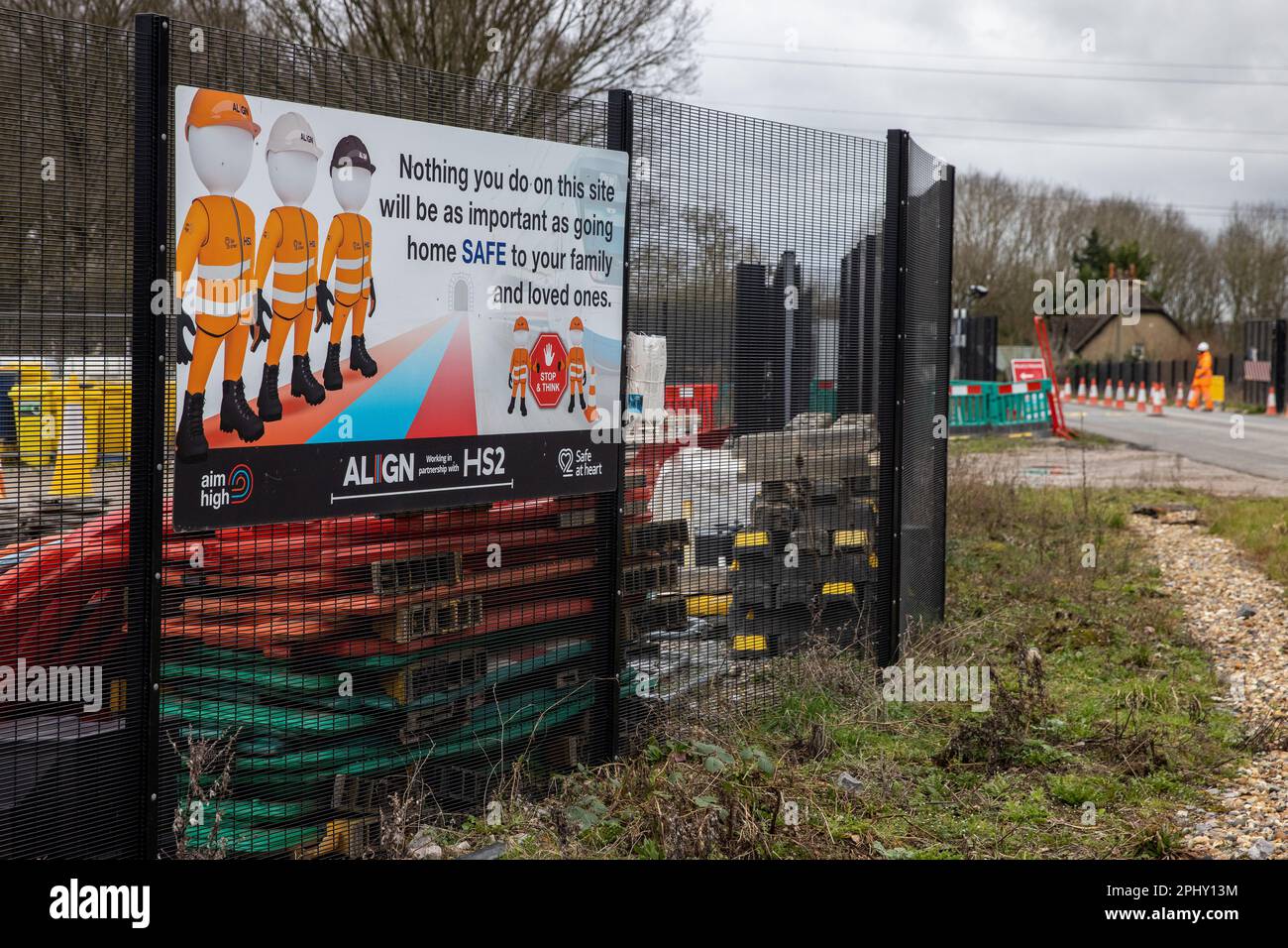 Harefield, UK. 21st March, 2023. Health and safety signage is pictured ...