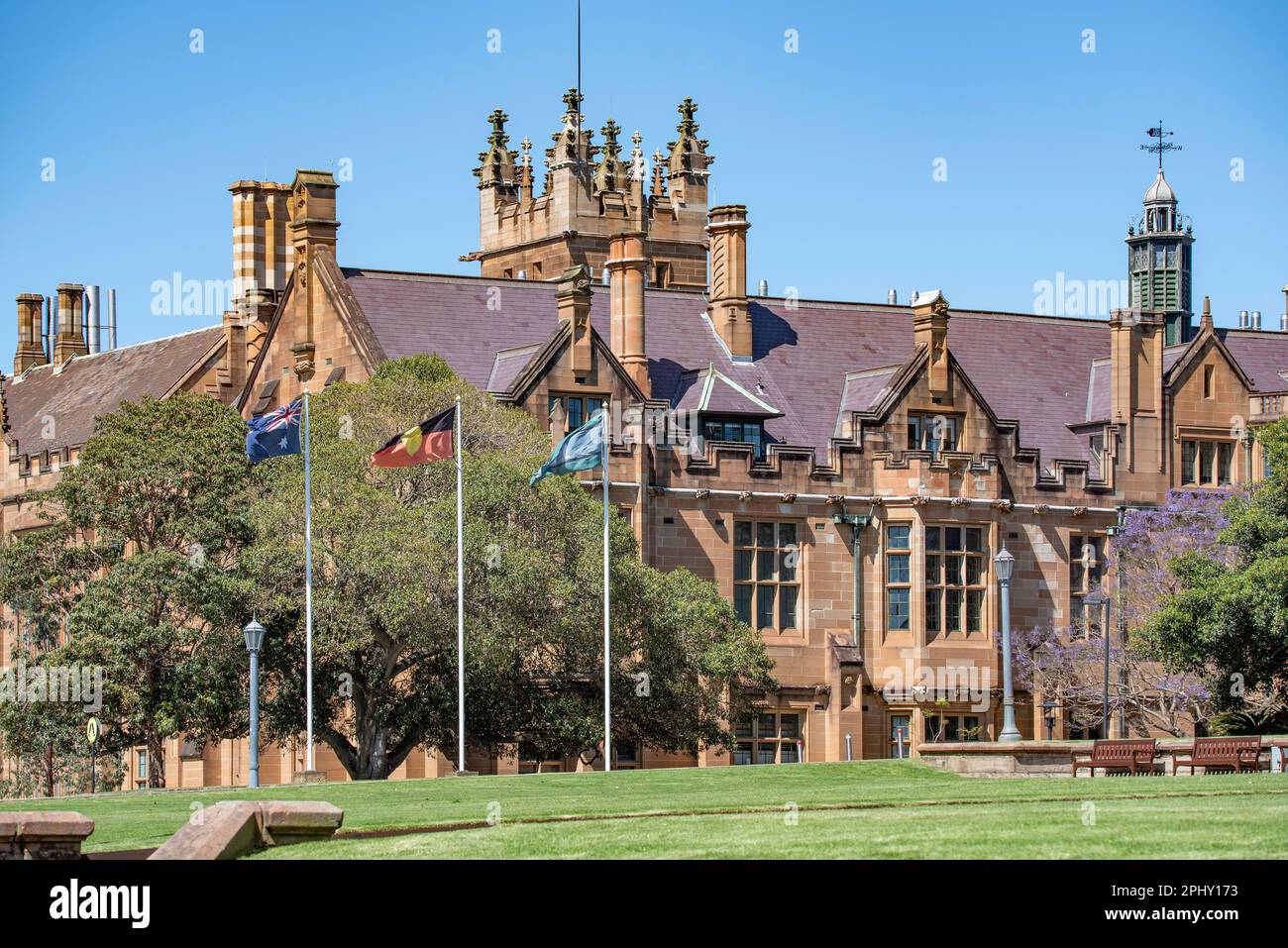 Part of the exterior of the University of Sydney quadrangle, built ...