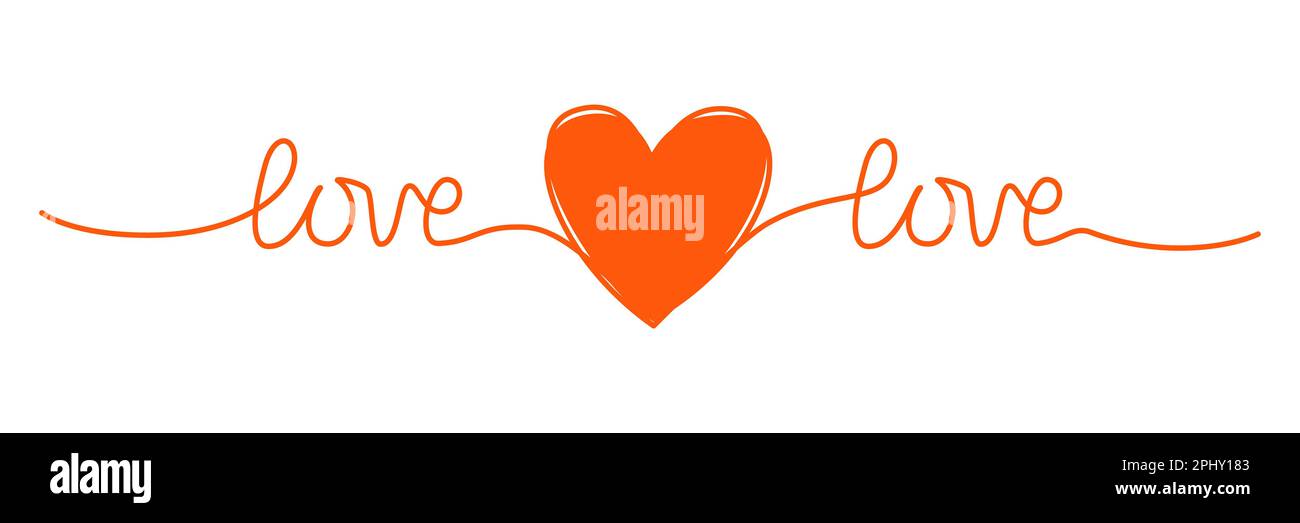 Doodle heart and word LOVE hand written scribble Stock Vector Image ...