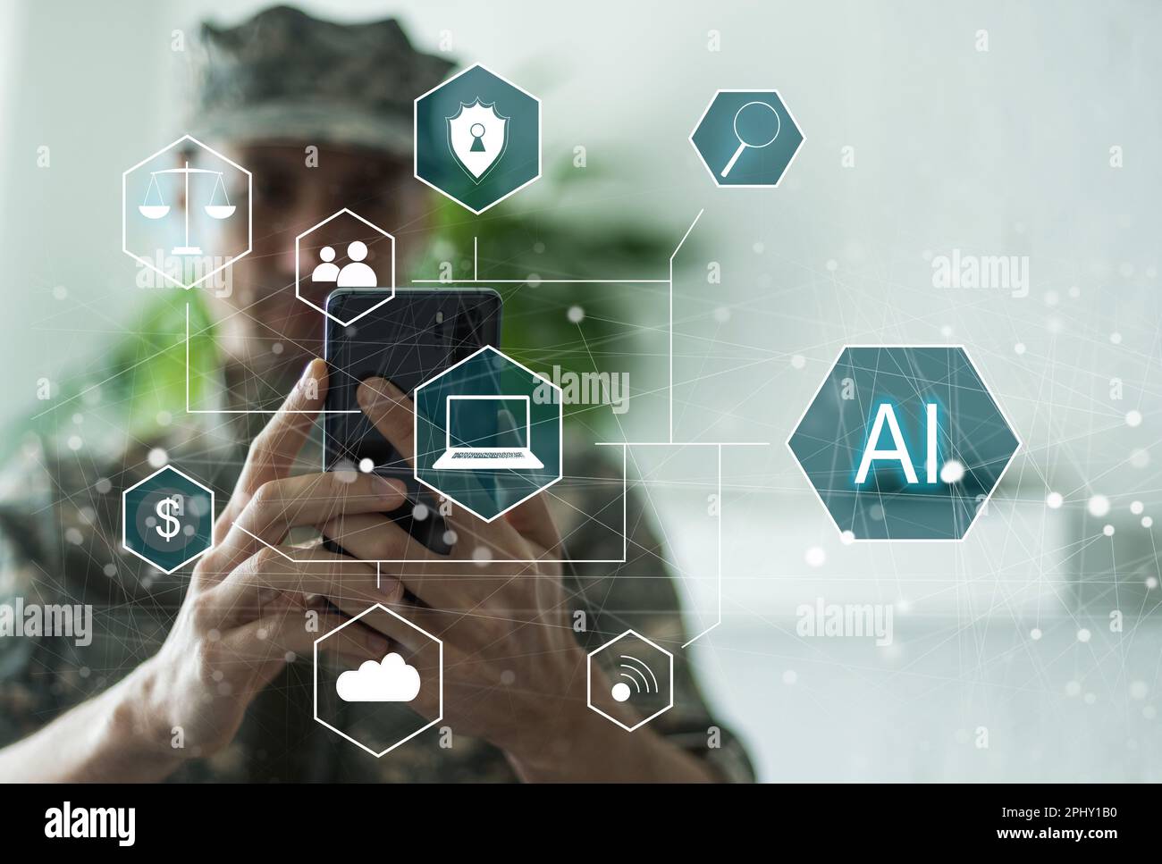 Artificial Intelligence Industry. Integration Computing Concept. Man ...