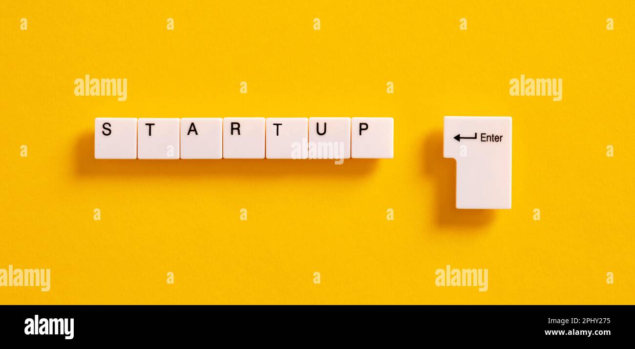 Business startup plan concept. Computer keyboard keys with the word ...