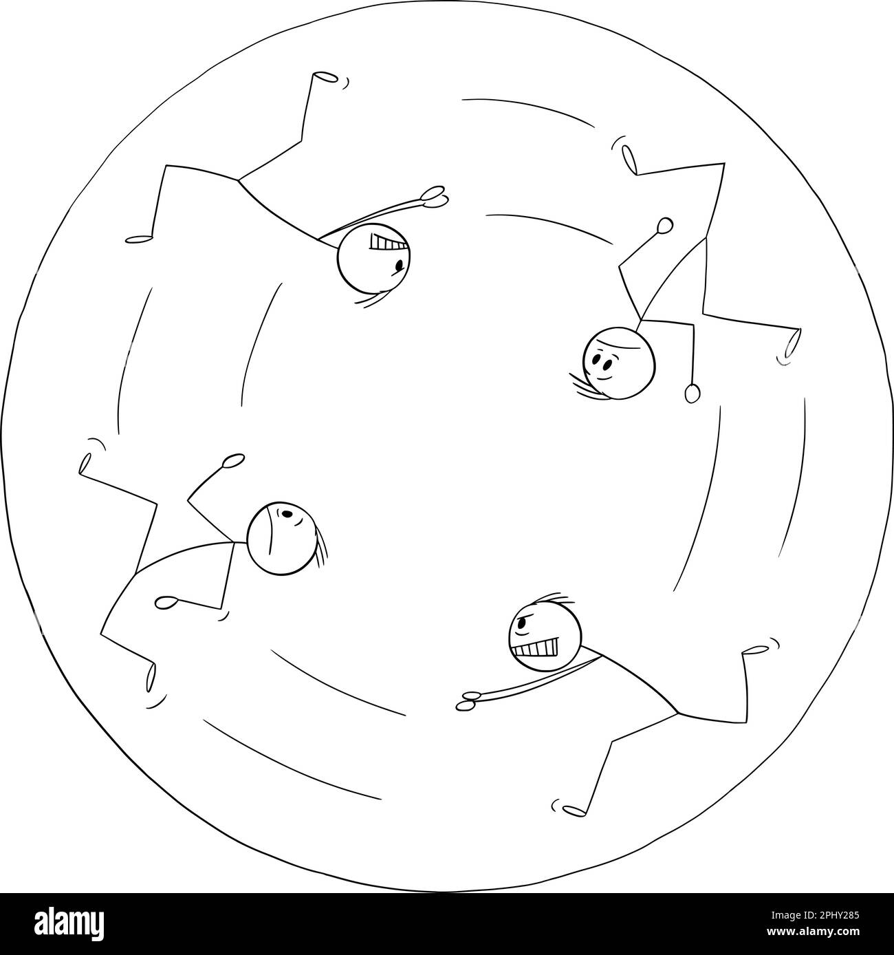 Angry Attackers chasing victims forever in circle, concept of hate ...