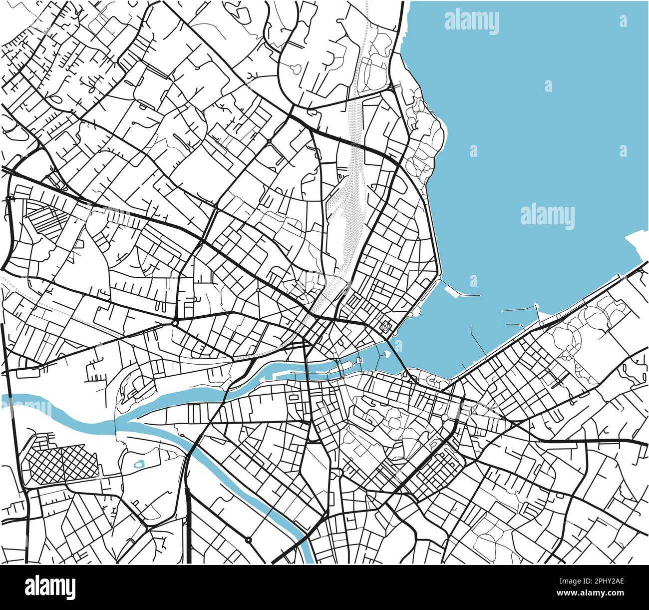 Black and white vector city map of Geneva with well organized separated ...