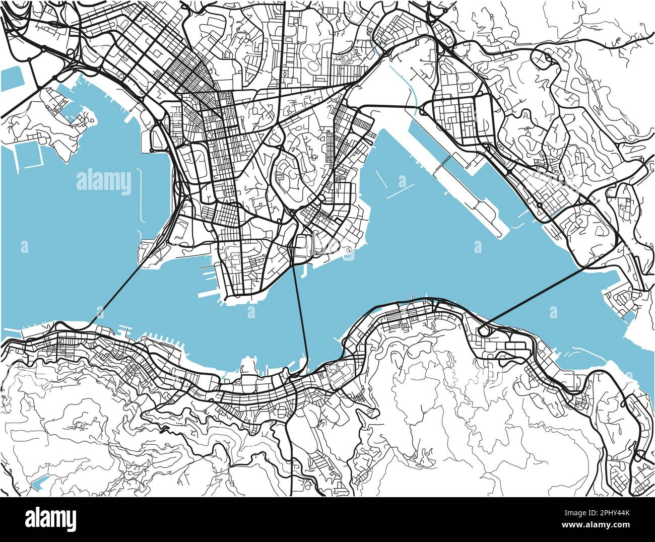 Black and white vector city map of Hong Kong with well organized separated layers Stock Vector ...