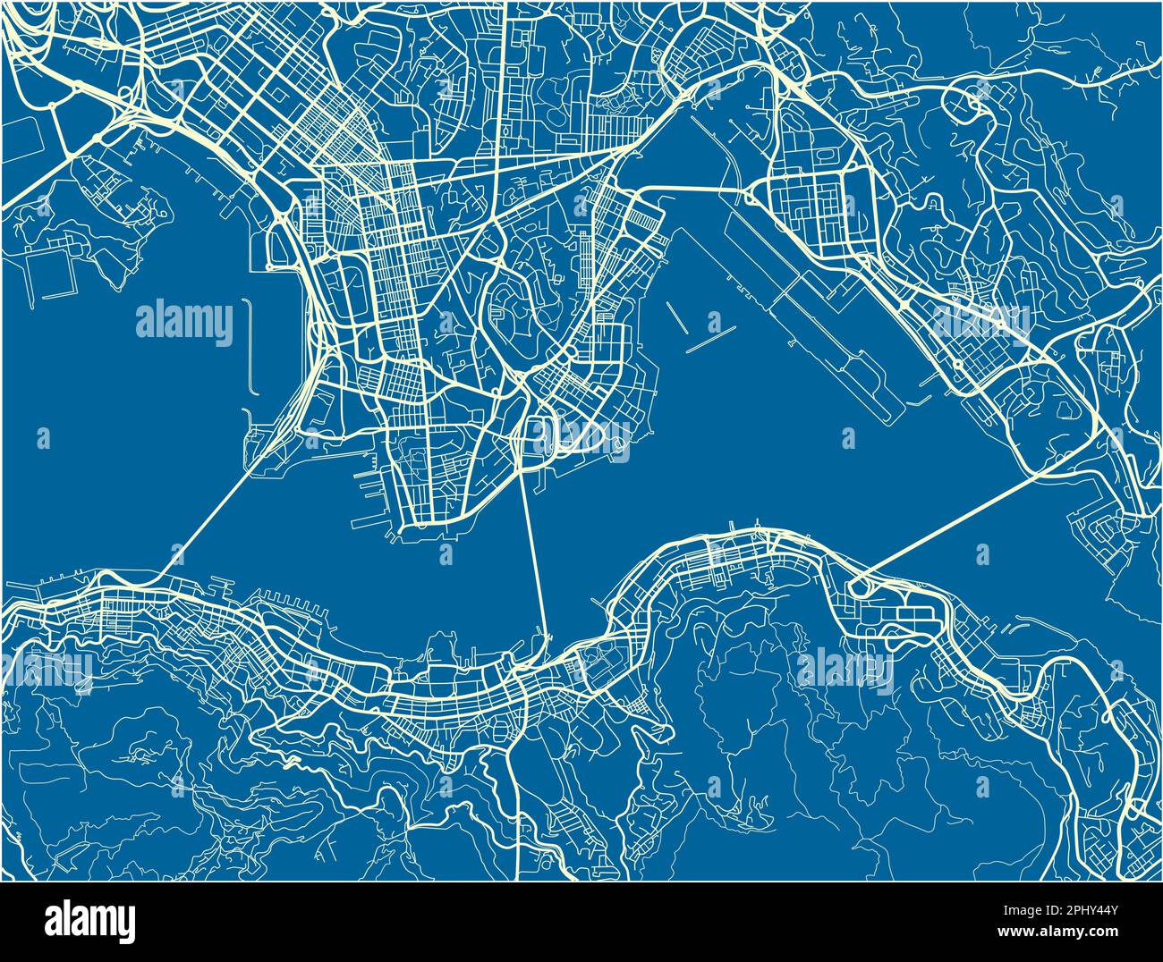 Blue and White vector city map of Hong Kong with well organized separated layers Stock Vector ...