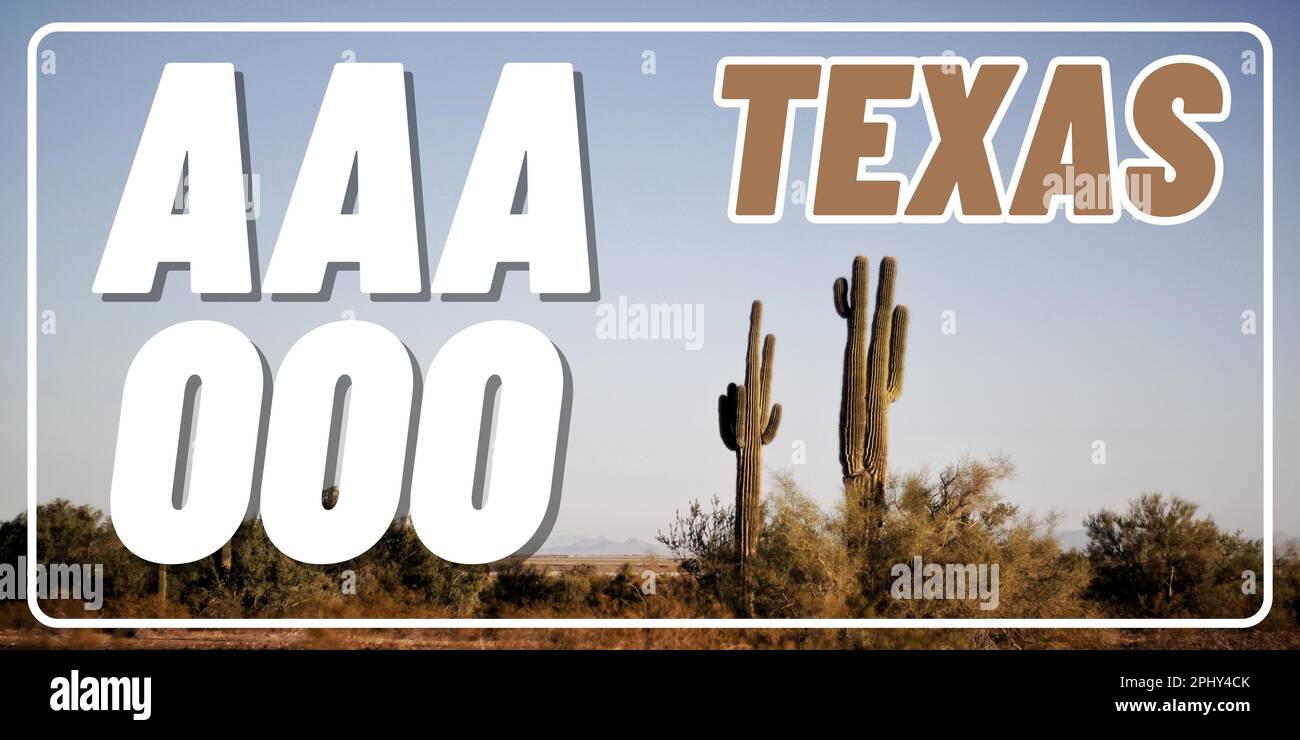 Vehicle license plates marking in Texas in United States of America ...