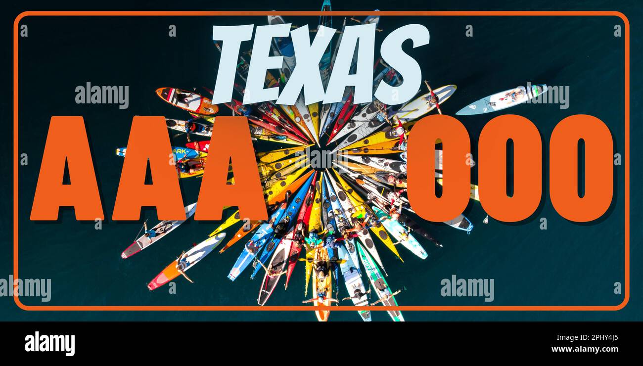 Vehicle license plates marking in Texas in United States of America ...