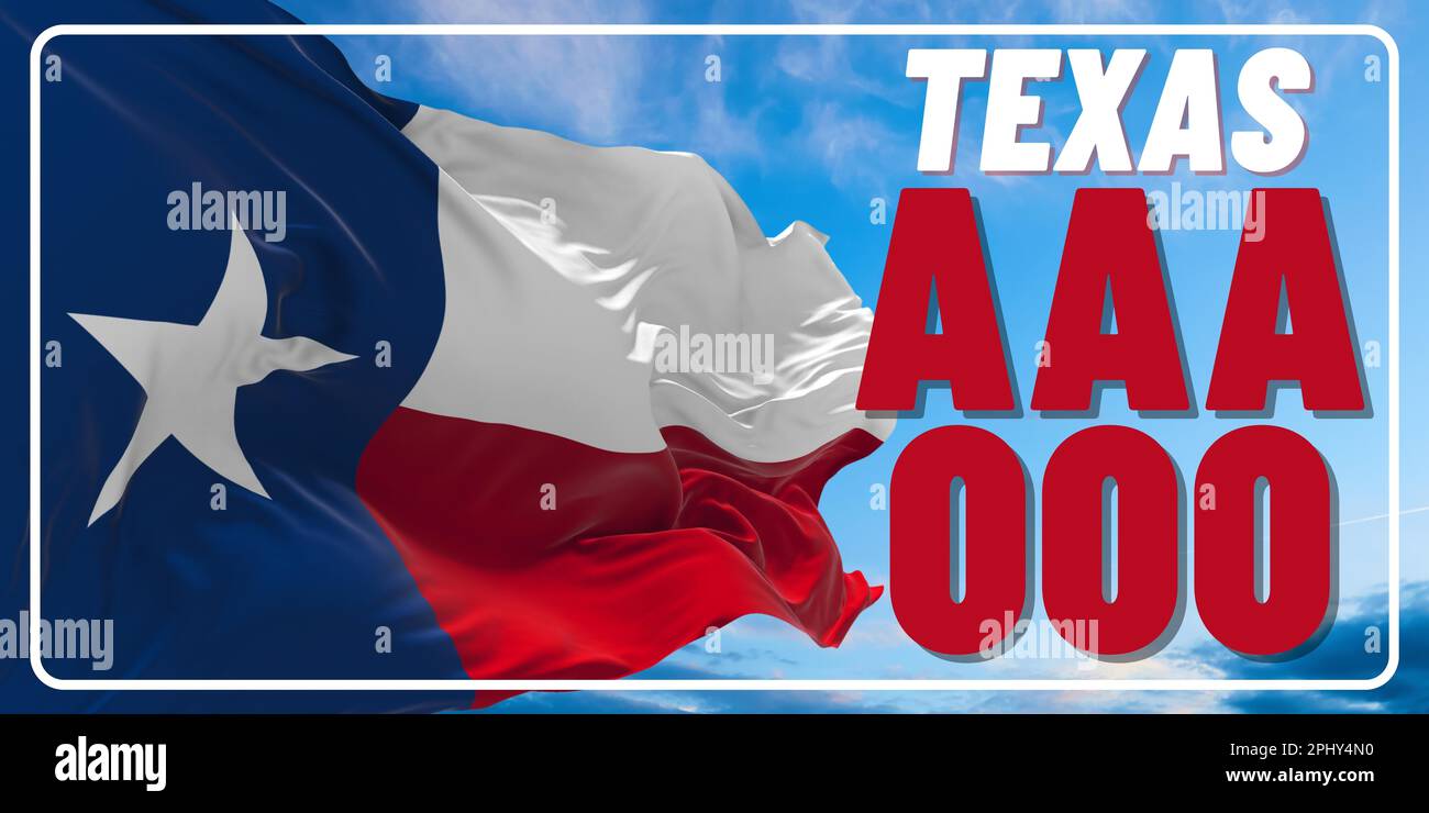 Vehicle license plates marking in Texas in United States of America ...