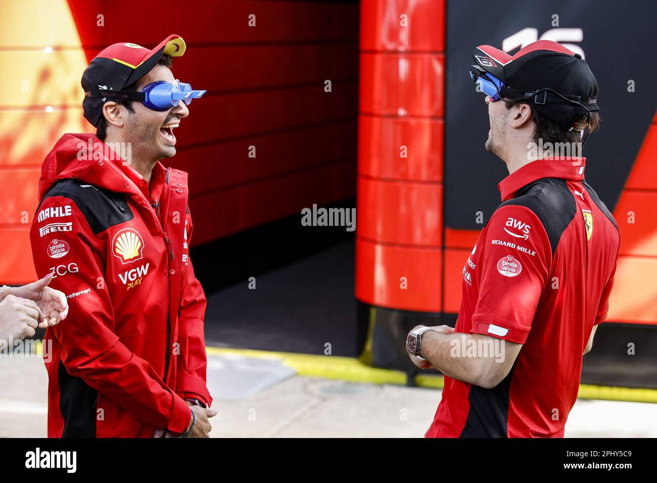 Melbourne, Australia - 30/03/2023, SAINZ Carlos (spa), Scuderia Ferrari SF-23, portrait LECLERC ...