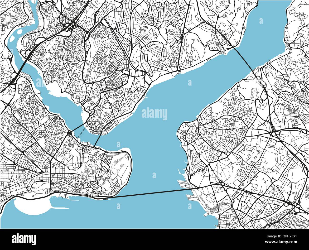 Black and white vector city map of Istanbul with well organized ...