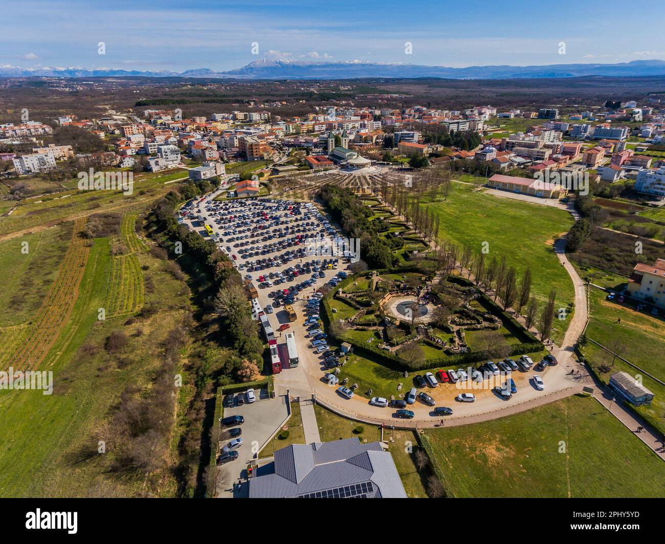 Aerial photo of tMedjugorje taken by drone. Medjugorje is one of the ...