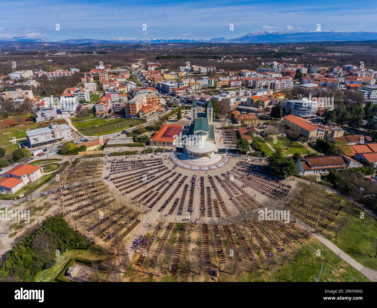 Aerial photo of tMedjugorje taken by drone. Medjugorje is one of the ...
