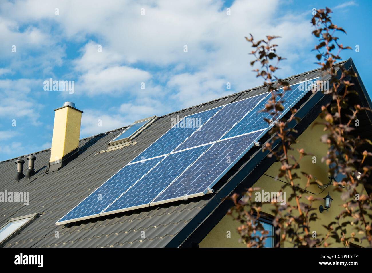 New ecologic house with solar panels Alternative to conventional energy ...