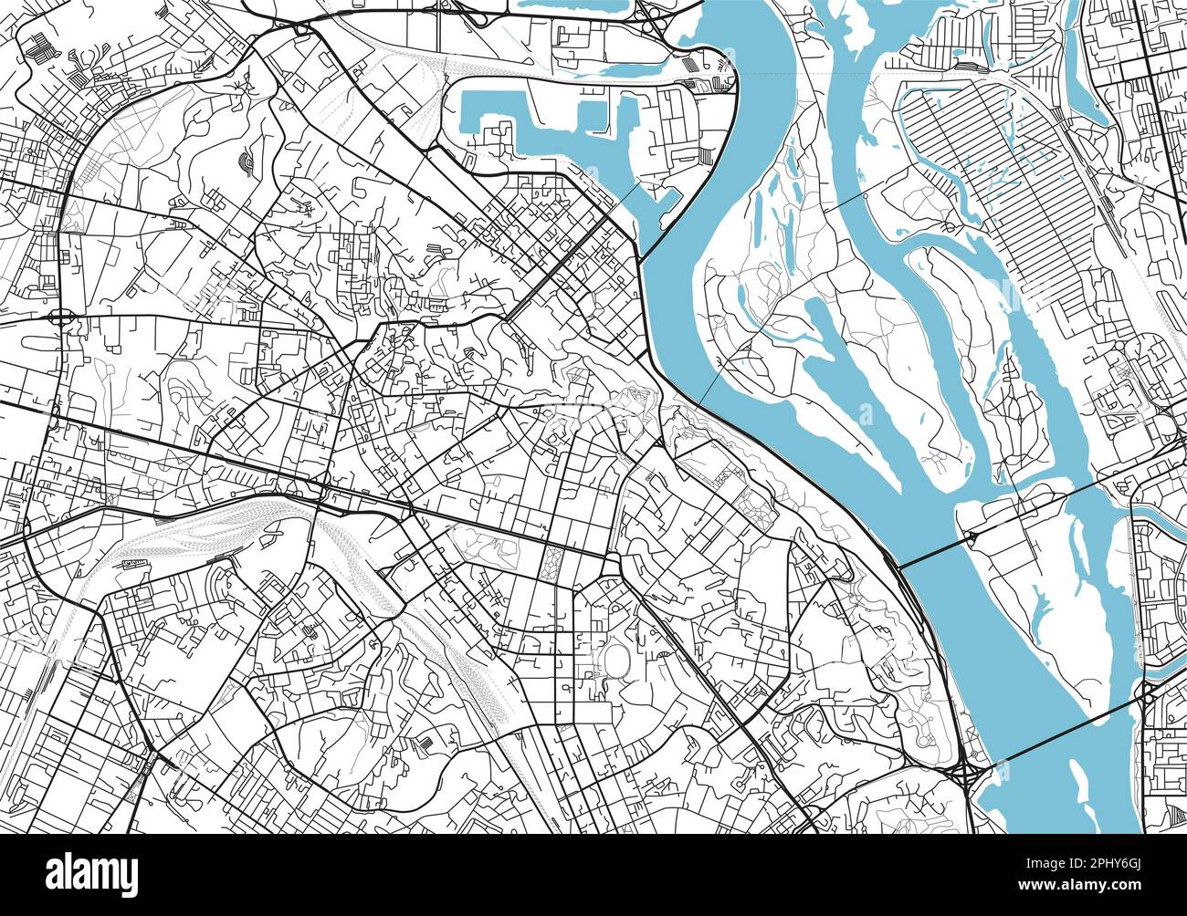 Black and white vector city map of Kiev with well organized separated ...