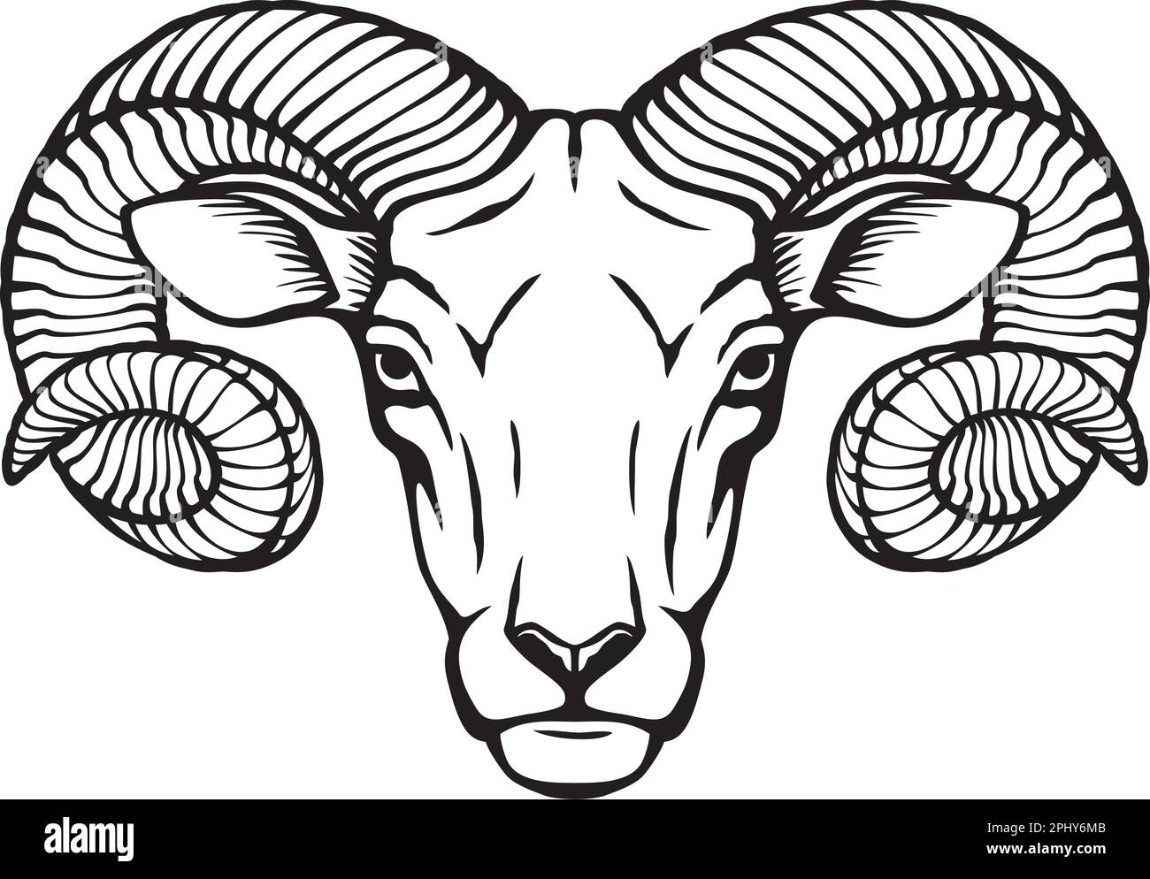 Ram Head Black And White Vector Illustration Stock Vector Image And Art Alamy