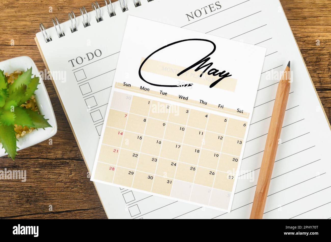 May 2023 Monthly calendar for 2023 year with pencil Stock Photo - Alamy