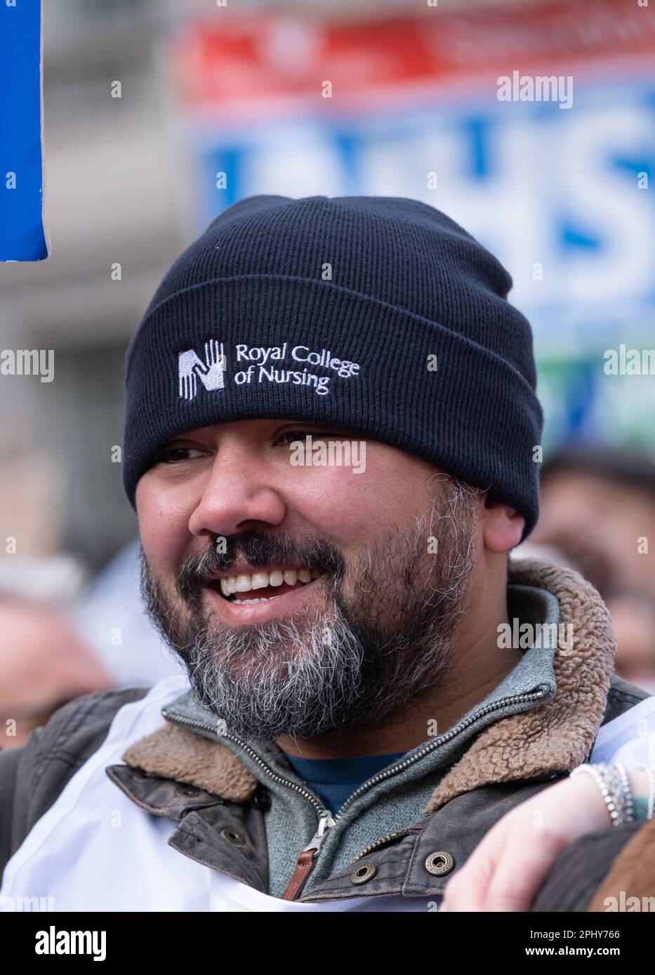 Protester at the SOS NHS National Demo in London, supporting striking ...