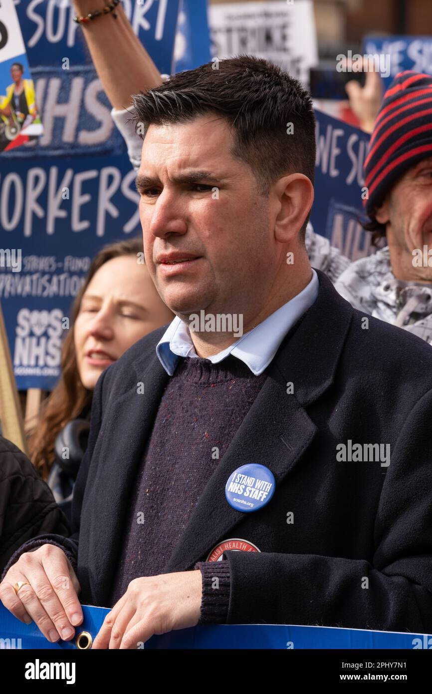 MP Richard Burgon at the SOS NHS National Demo in London, supporting ...