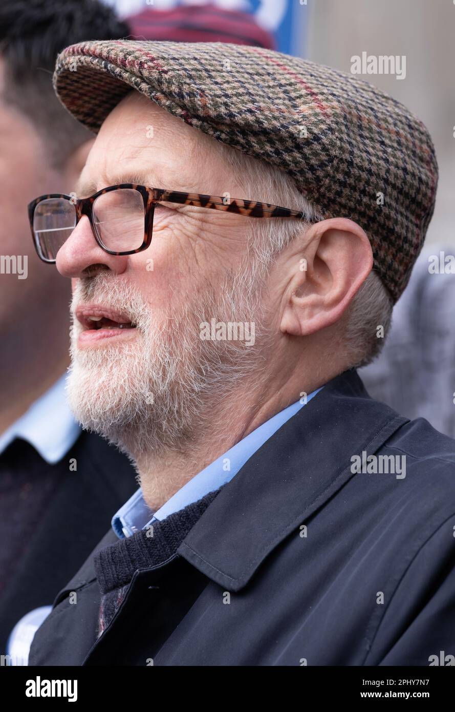 British MP Jeremy Corbyn attending the SOS NHS National Demo in London ...