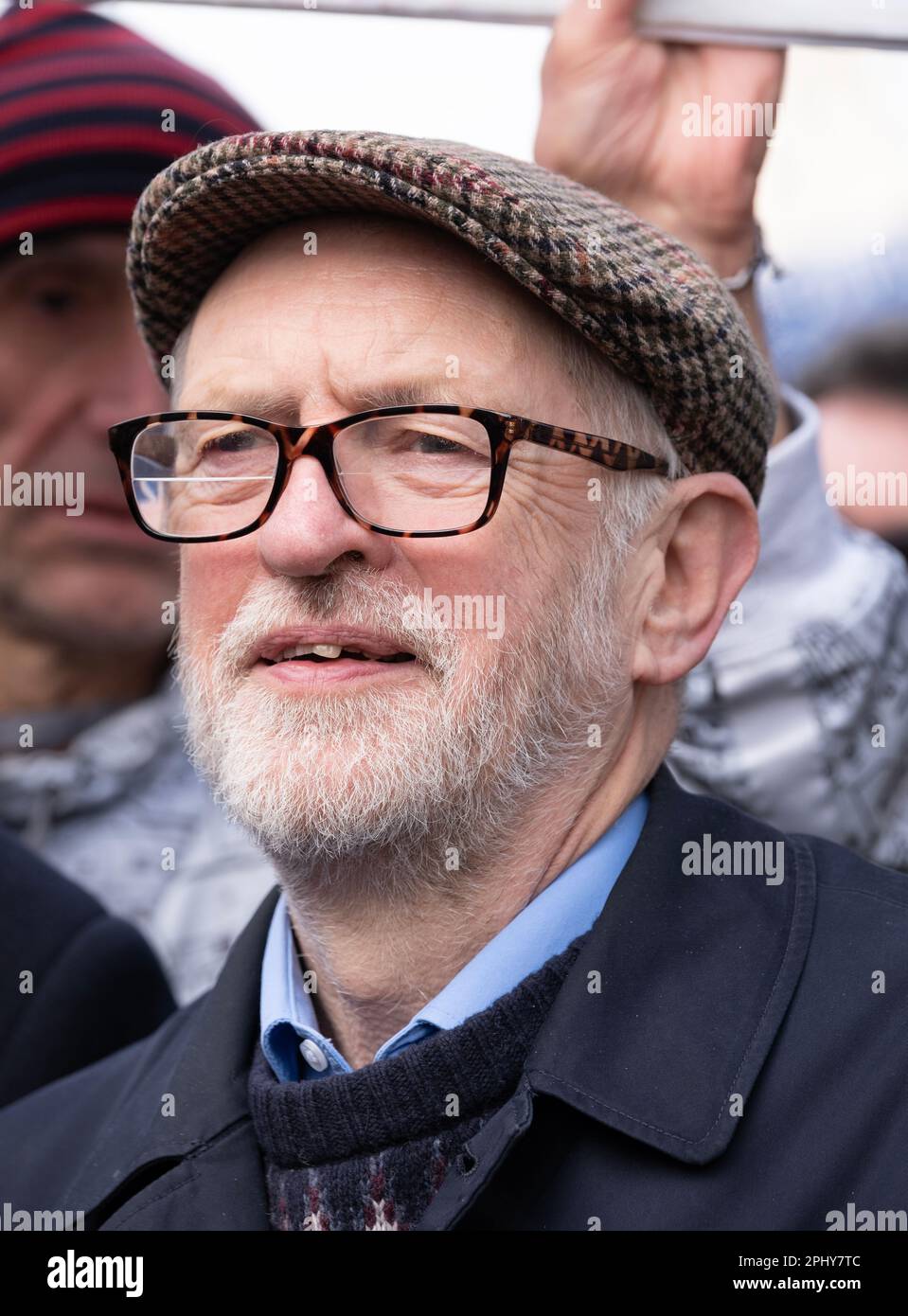 British MP Jeremy Corbyn attending the SOS NHS National Demo in London ...
