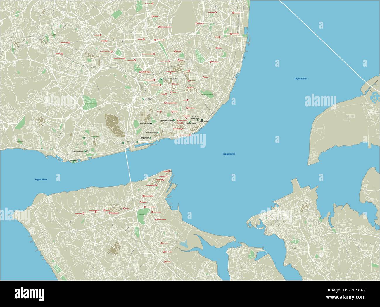Vector city map of Lisbon with well organized separated layers Stock ...