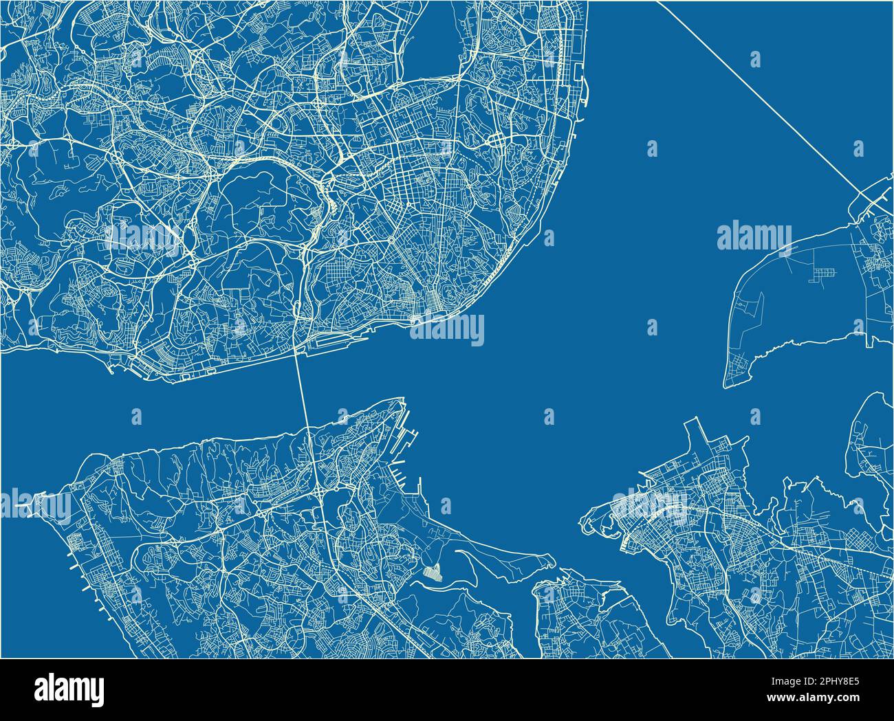 Blue and White vector city map of Lisbon with well organized separated layers Stock Vector Image ...