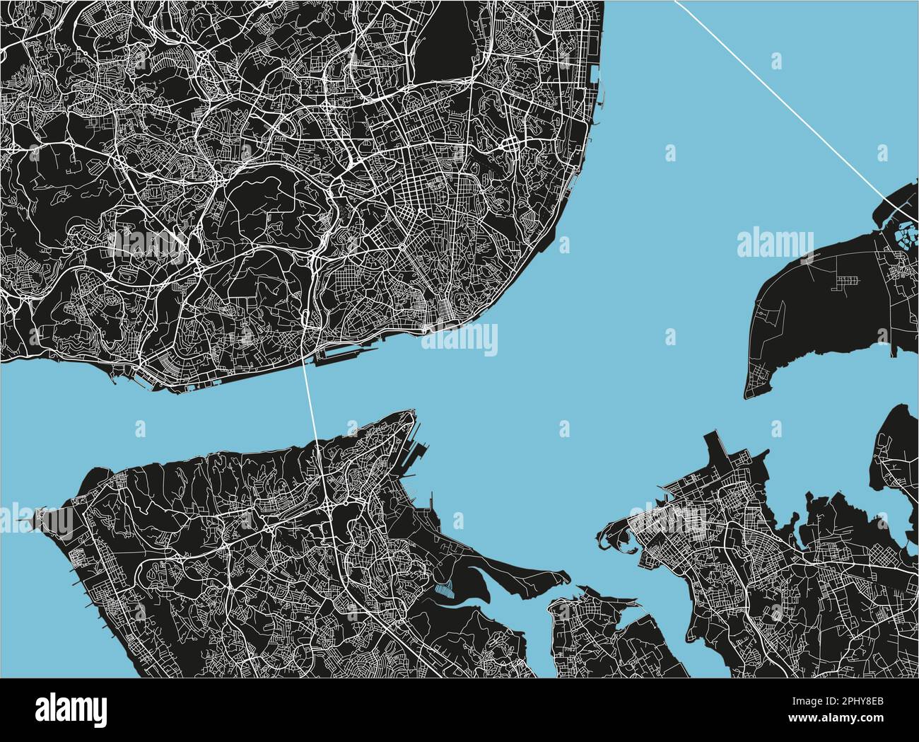 Black and white vector city map of Lisbon with well organized separated layers Stock Vector ...