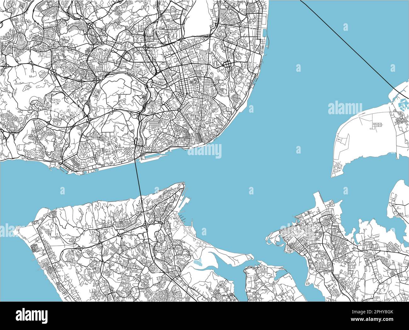 Black and white vector city map of Lisbon with well organized separated layers Stock Vector ...