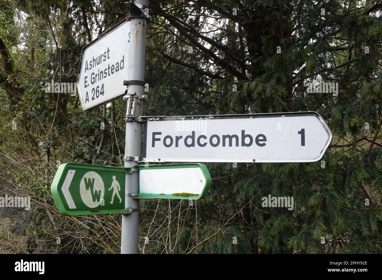 Sign for long the long distance footpath Wealdway, connecting Gravesend ...