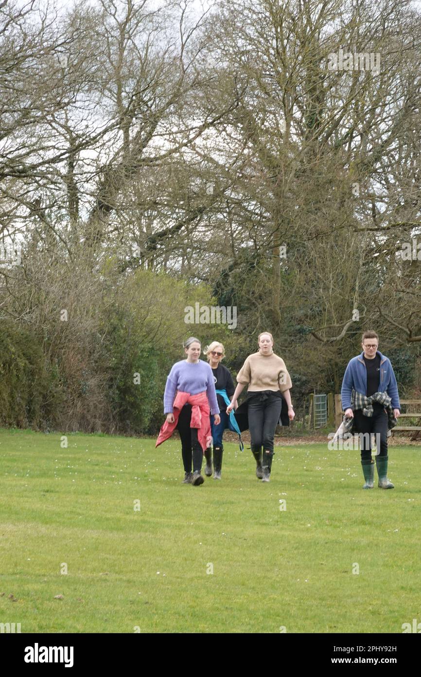 Mixed generational family on country walk, Sussex, United Kingdom Stock ...