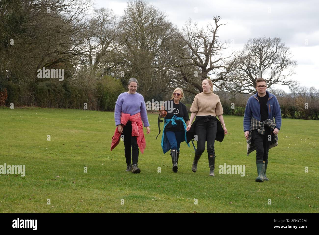 Mixed generational family on country walk, Sussex, United Kingdom Stock ...