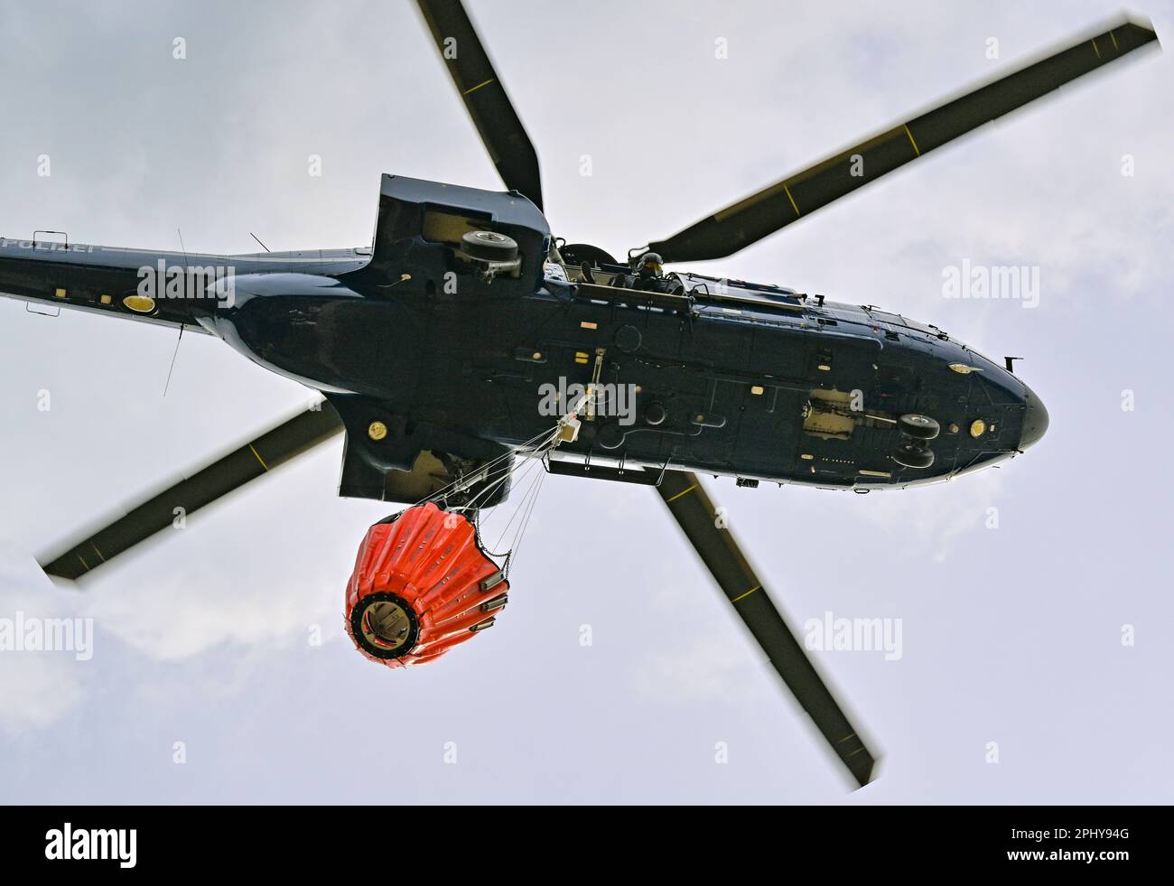 30 March 2023, Brandenburg, Müncheberg: An AS 332 Super Puma helicopter ...