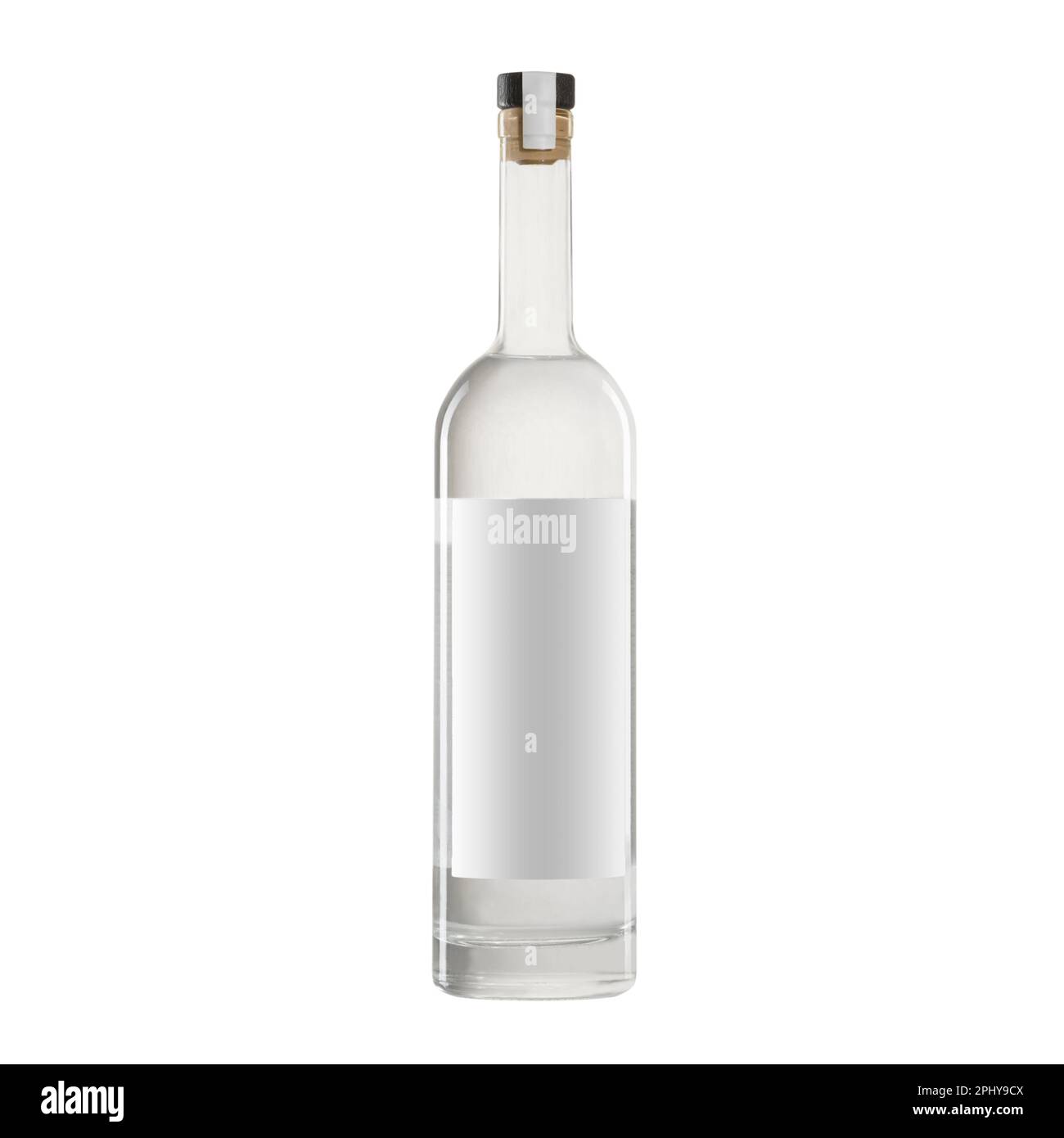 spirit white transparent bottle with blank label isolated on white ...